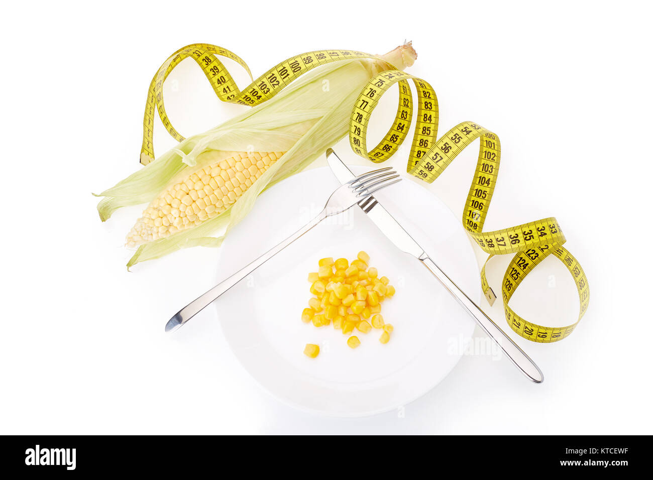 Corn and measuring tape Stock Photo - Alamy