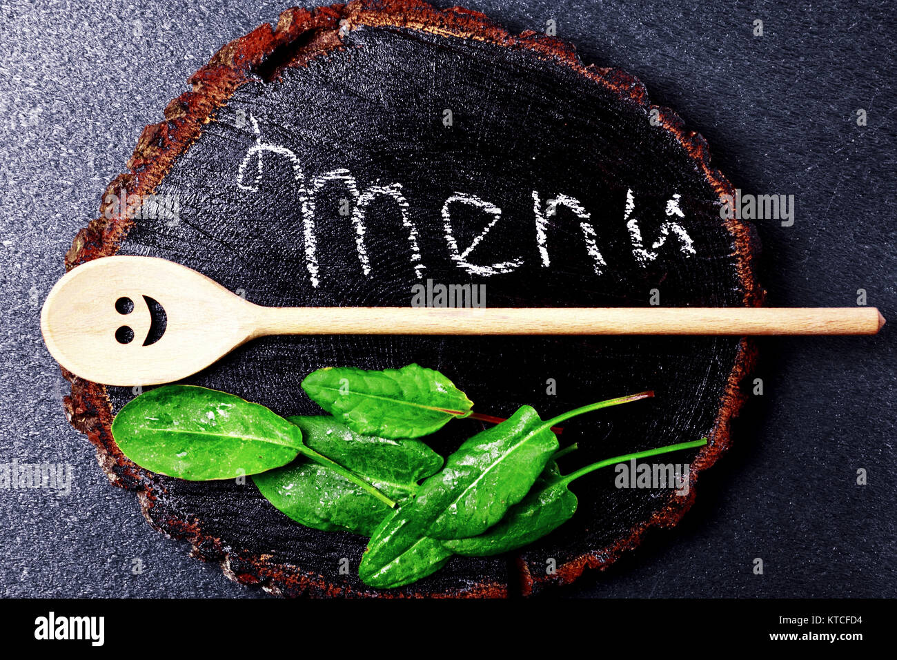 wooden background with an inscription of the menu Stock Photo - Alamy