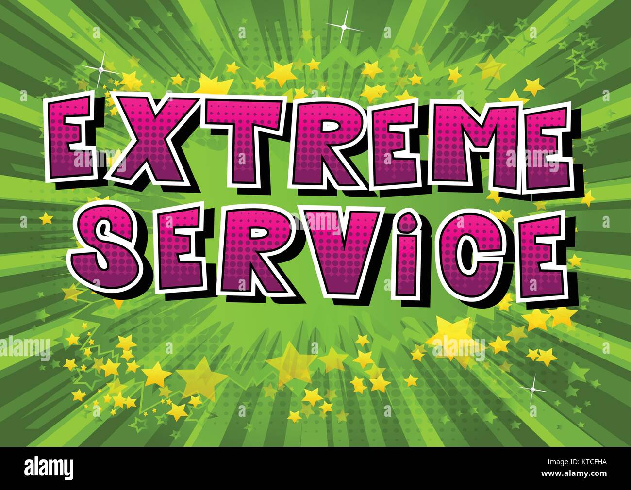 Extreme Service - Comic book style word on abstract background Stock ...