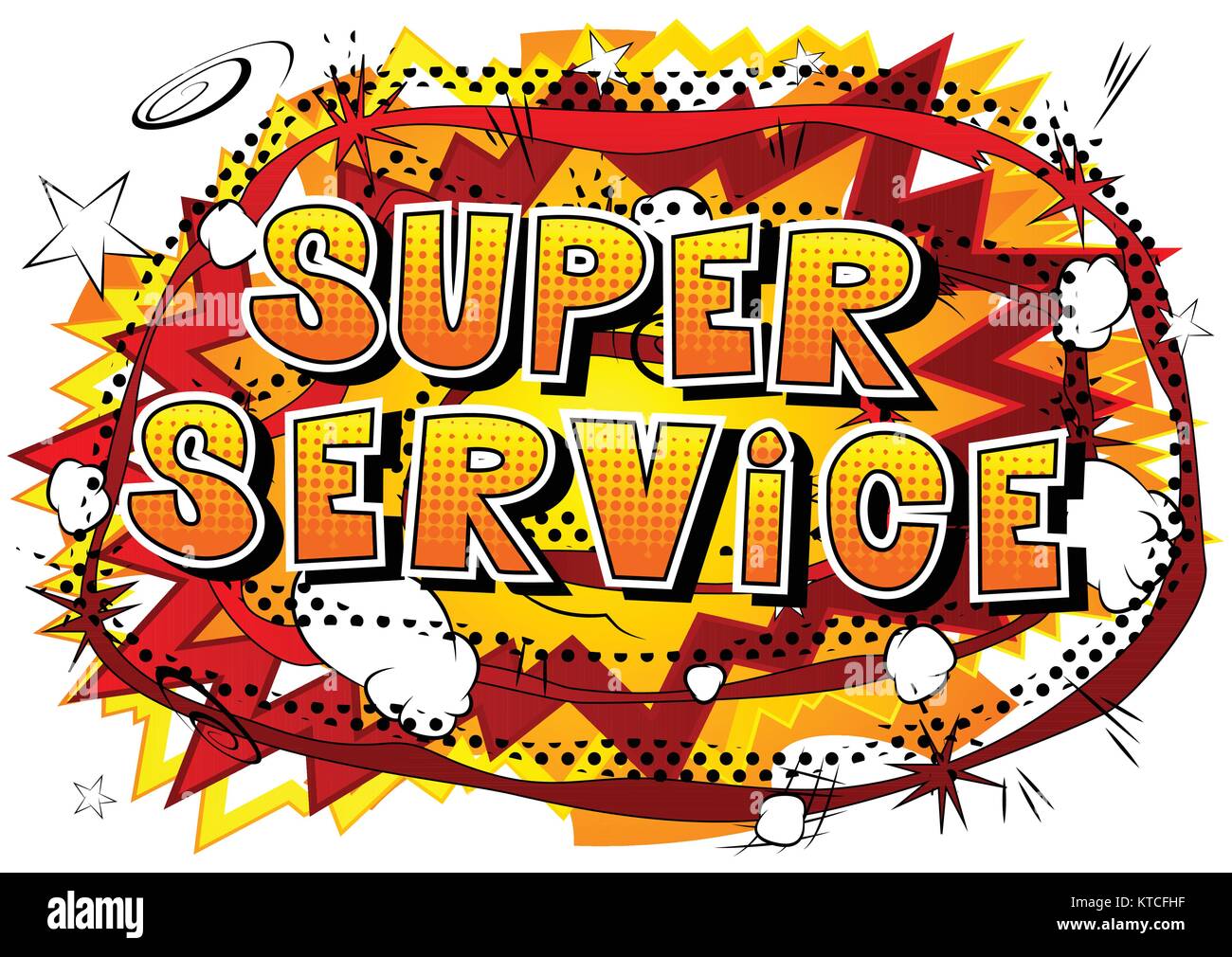 Super Service - Comic book style word on abstract background Stock ...