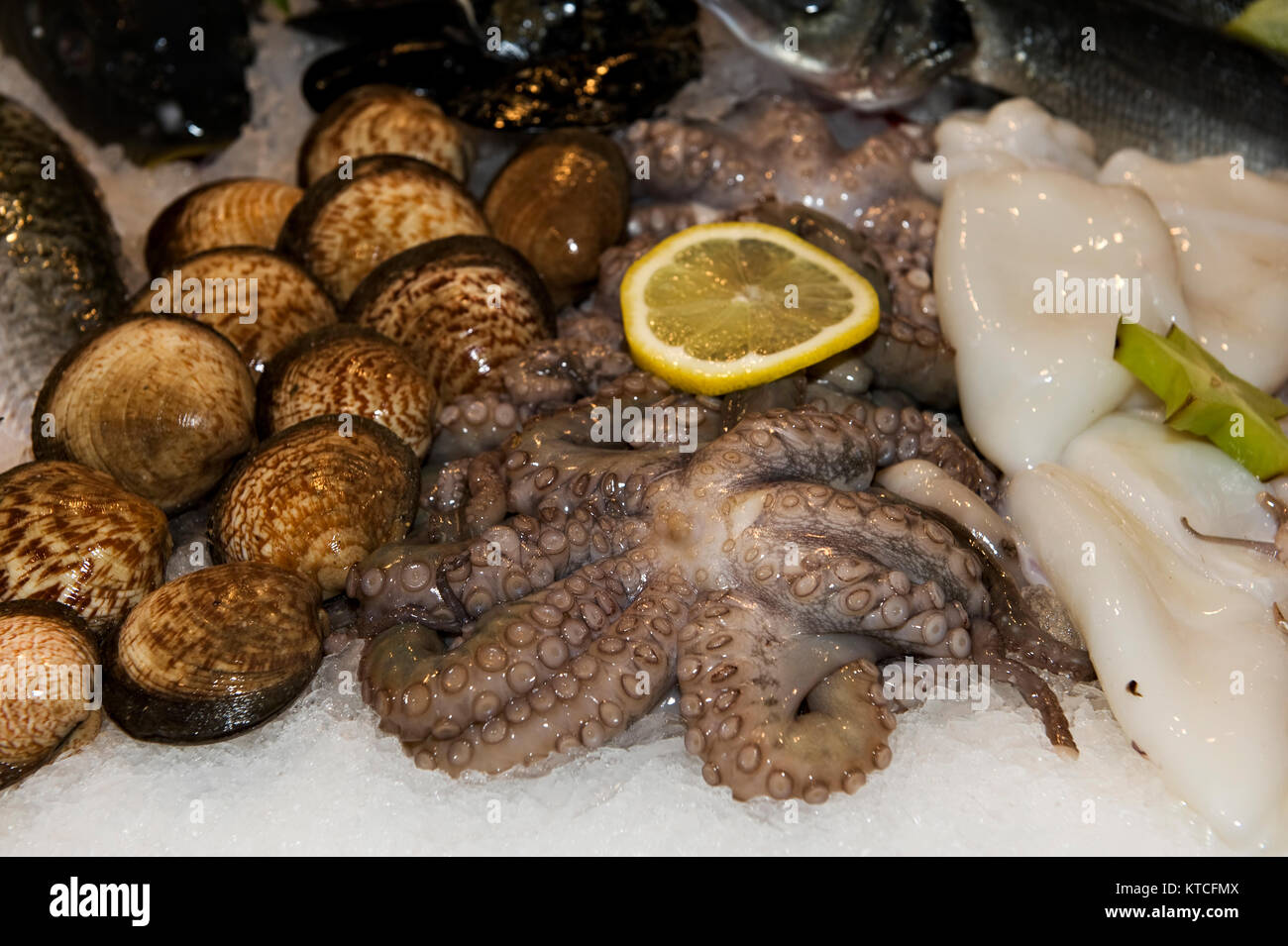 seafood cooling on ice Stock Photo - Alamy