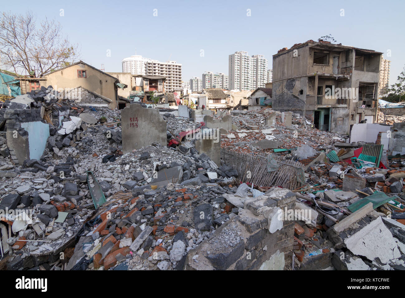Old area building broken down for new construction in Shanghai, China ...