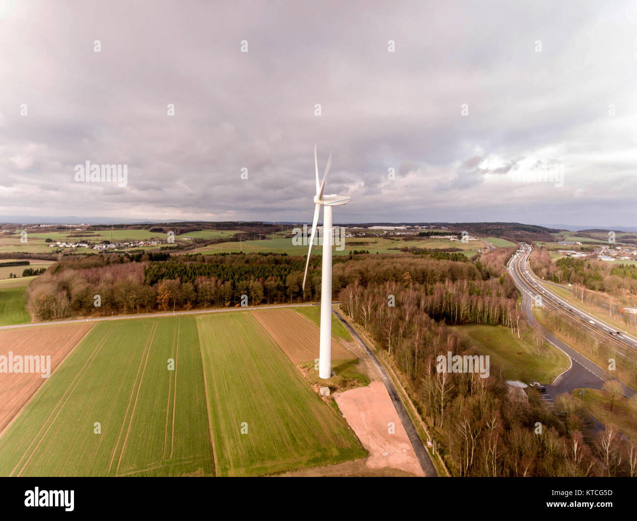 Aerial view wind turbines rotating hi-res stock photography and images ...