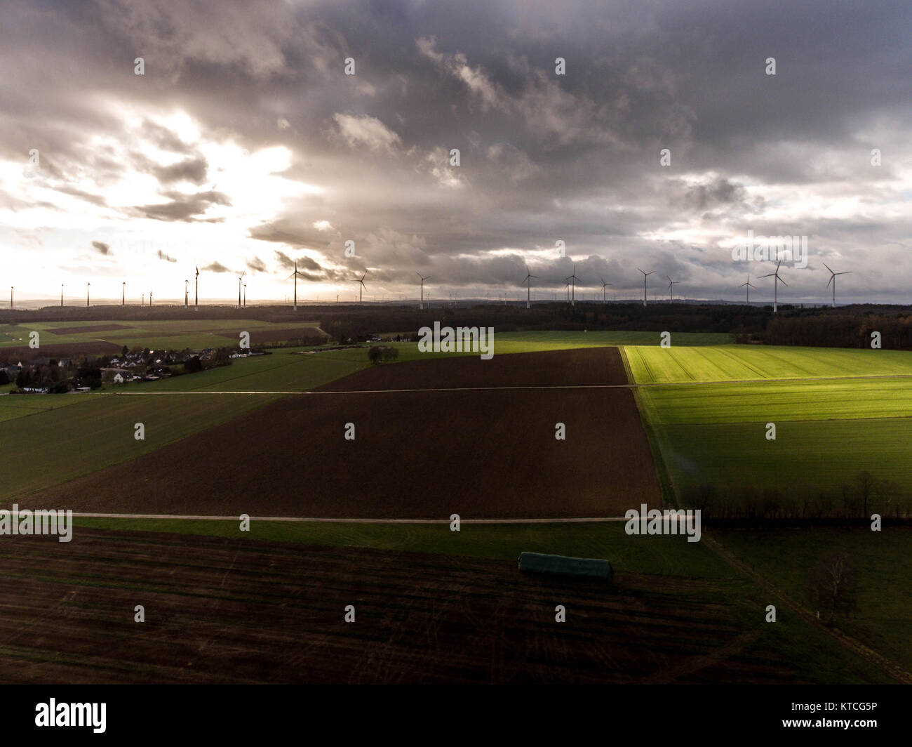 Aerial view wind turbines rotating hi-res stock photography and images ...