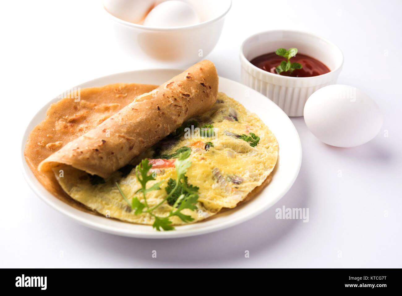 omelette / omelette chapati roll or Indian bread or roti rolled with ...