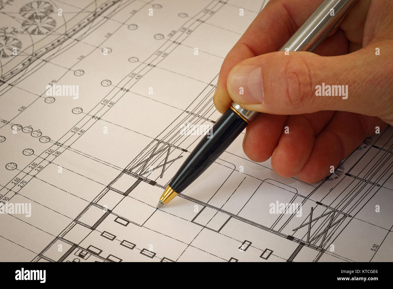 detail of architectural project plans, architect showing details with ...