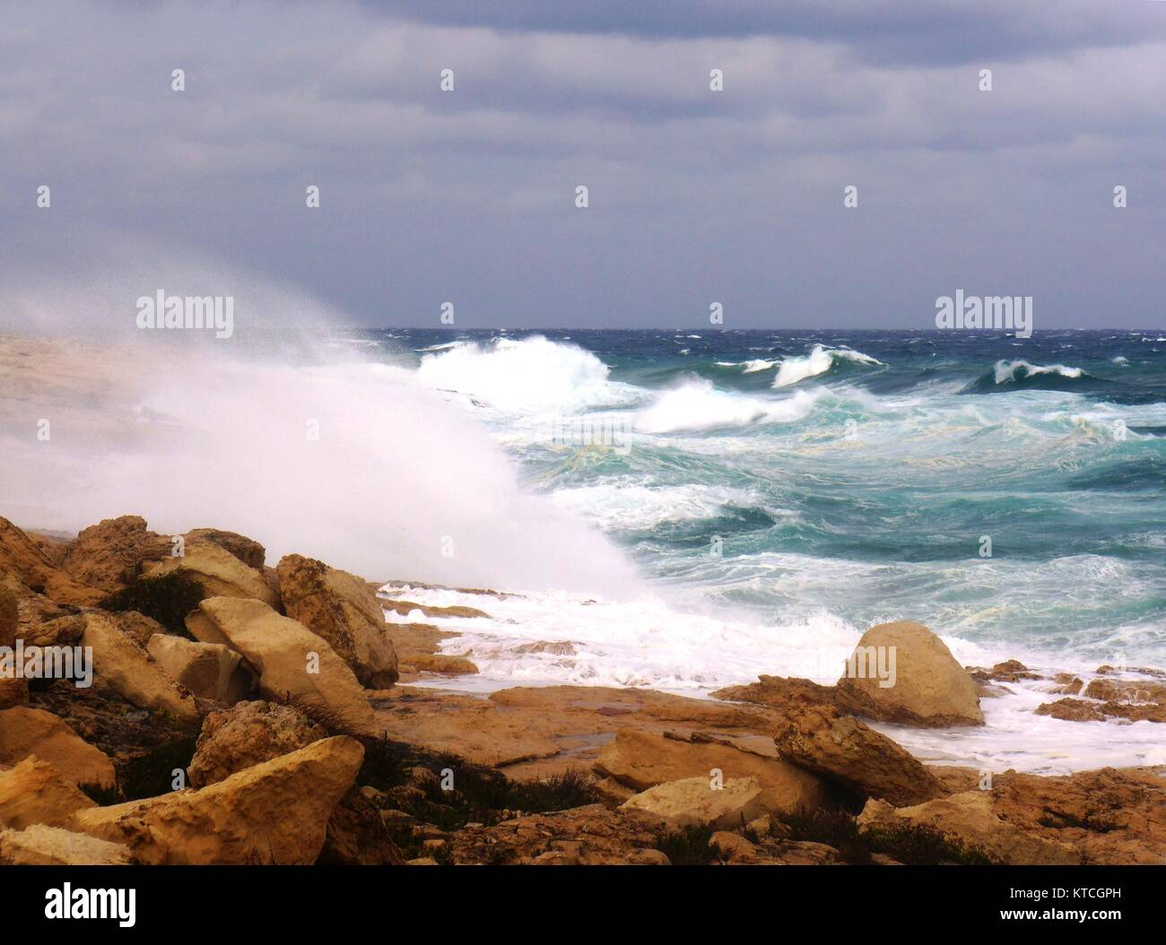 winter sea storm Malta Stock Photo - Alamy