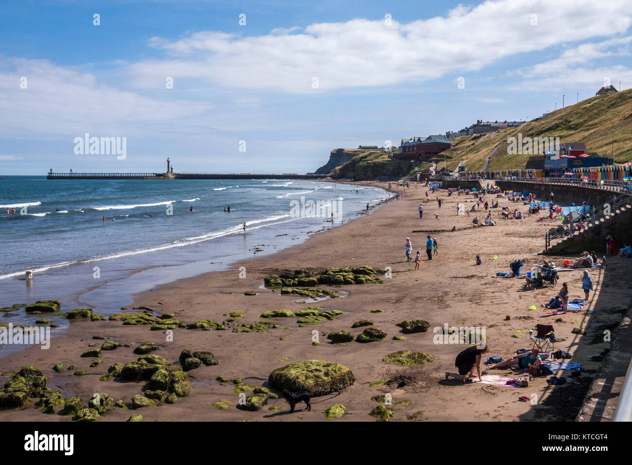 Whitby beach crowded hi-res stock photography and images - Alamy