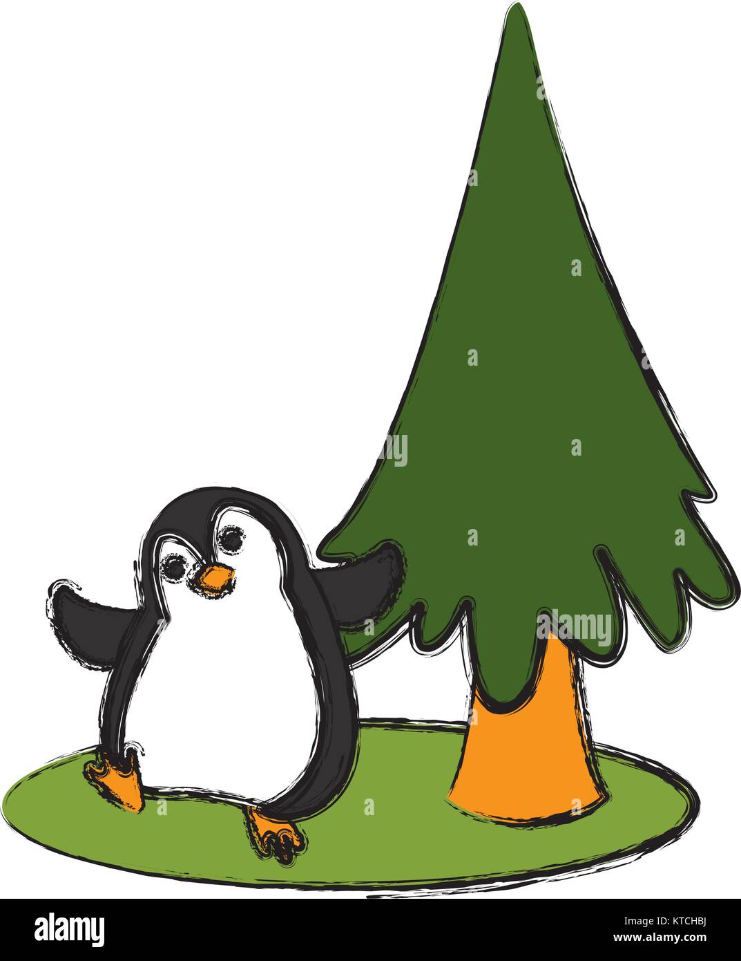 Penguin and christmas tree cartoon Stock Vector Image & Art - Alamy