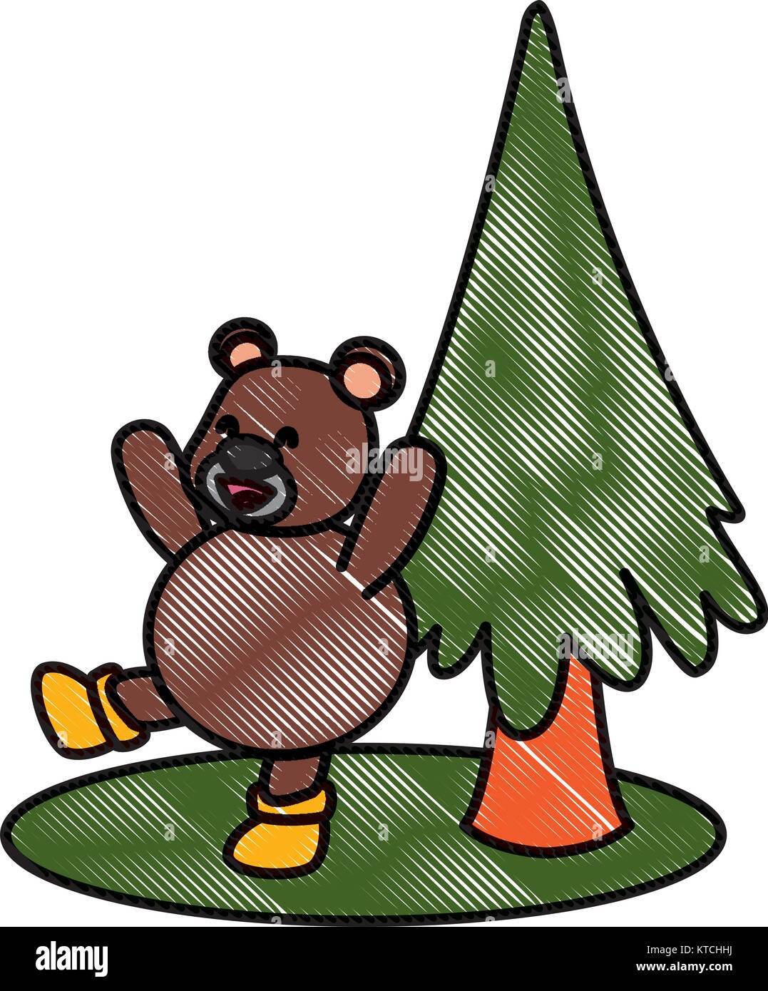 Bear and christmas tree cartoon Stock Vector Image & Art - Alamy