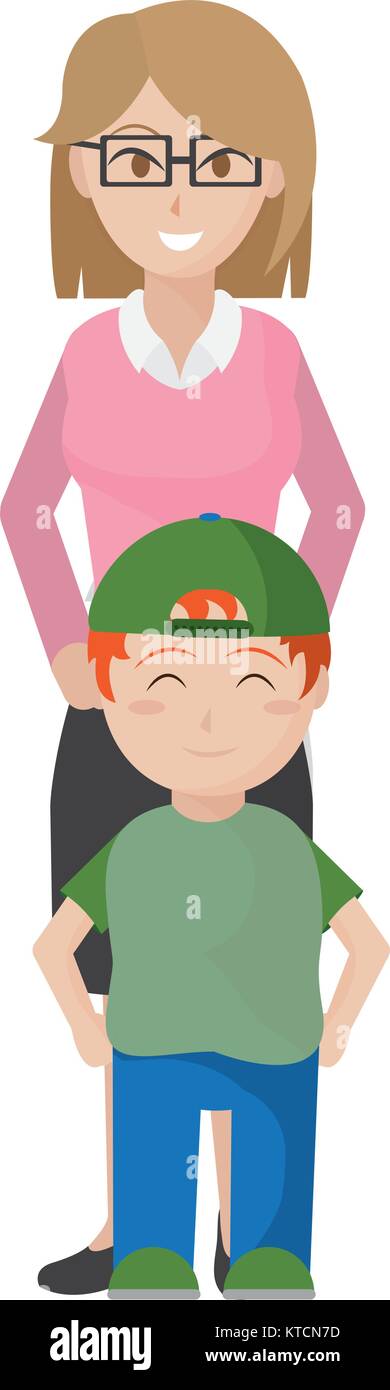 Boy and mother cartoon design Stock Vector Image & Art - Alamy