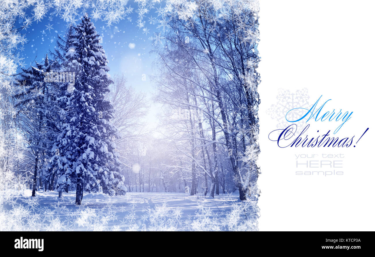 Postcard with beautiful winter landscape Stock Photo - Alamy