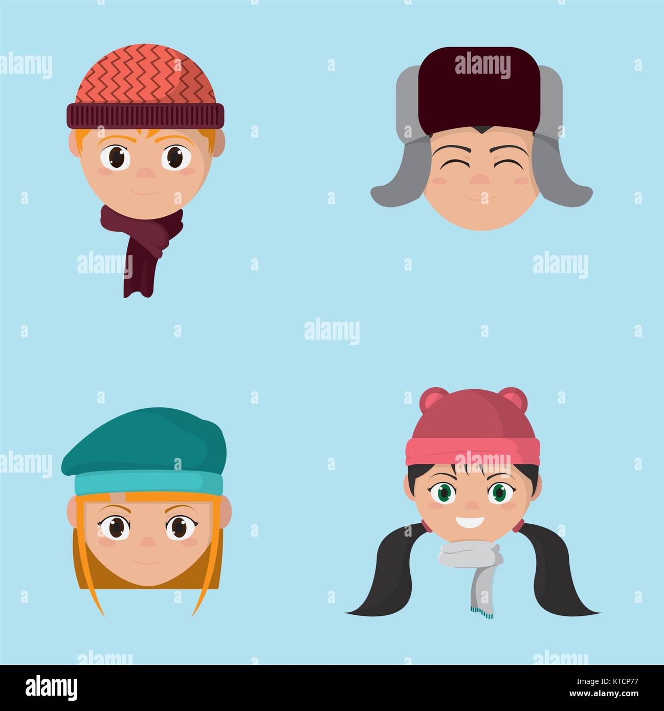 Children winter head Stock Vector Images - Alamy