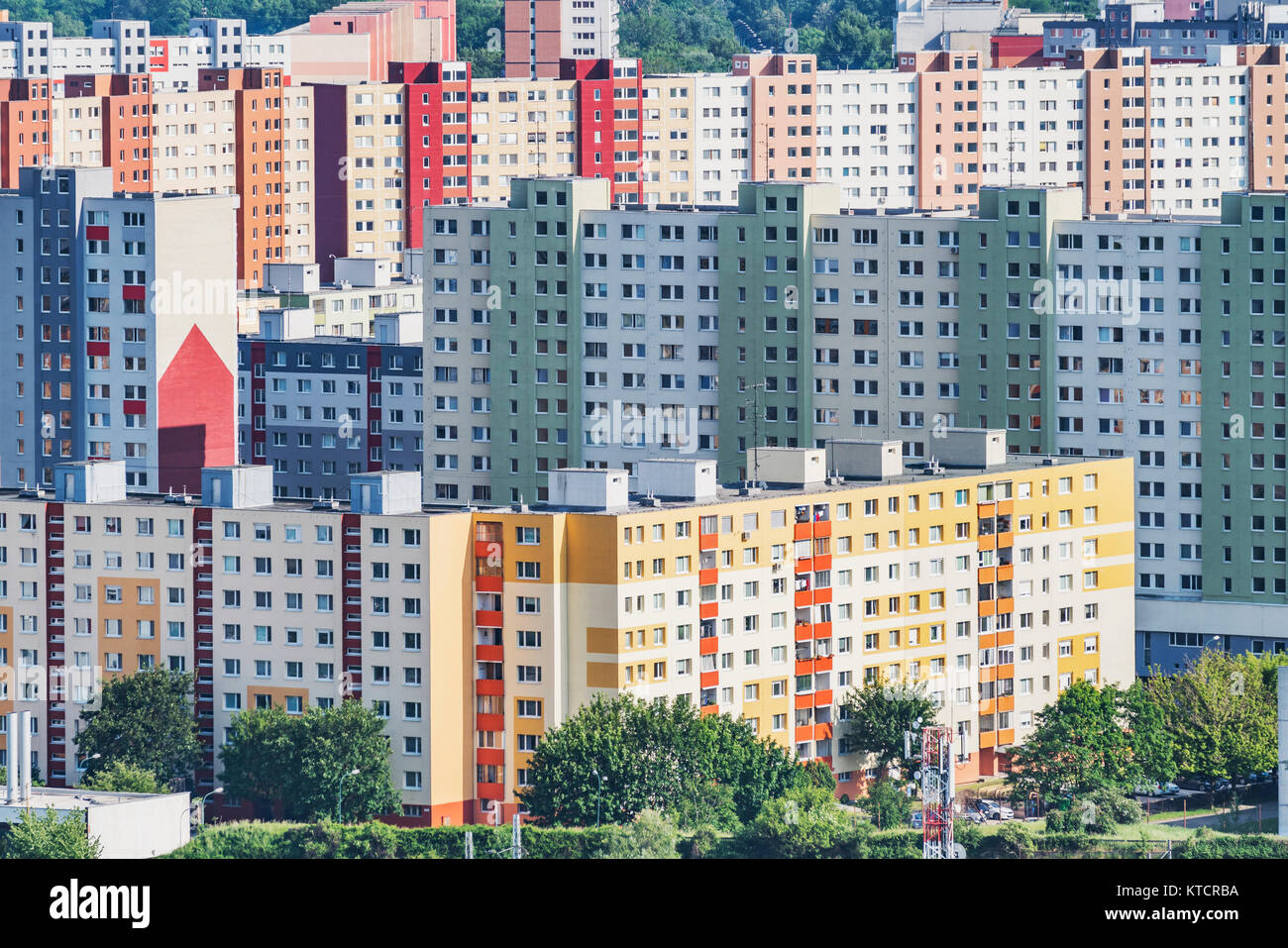 View of the prefabricated buildings in the district of Petrzalka, a ...