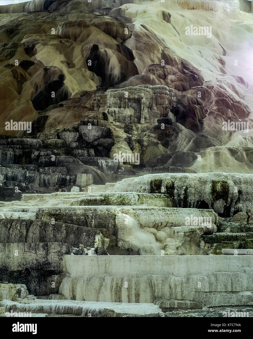 travertine formations and colourful rock formations Mammoth Hot Springs ...