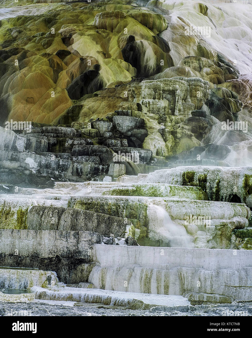 travertine formations and colourful rock formations Mammoth Hot Springs ...