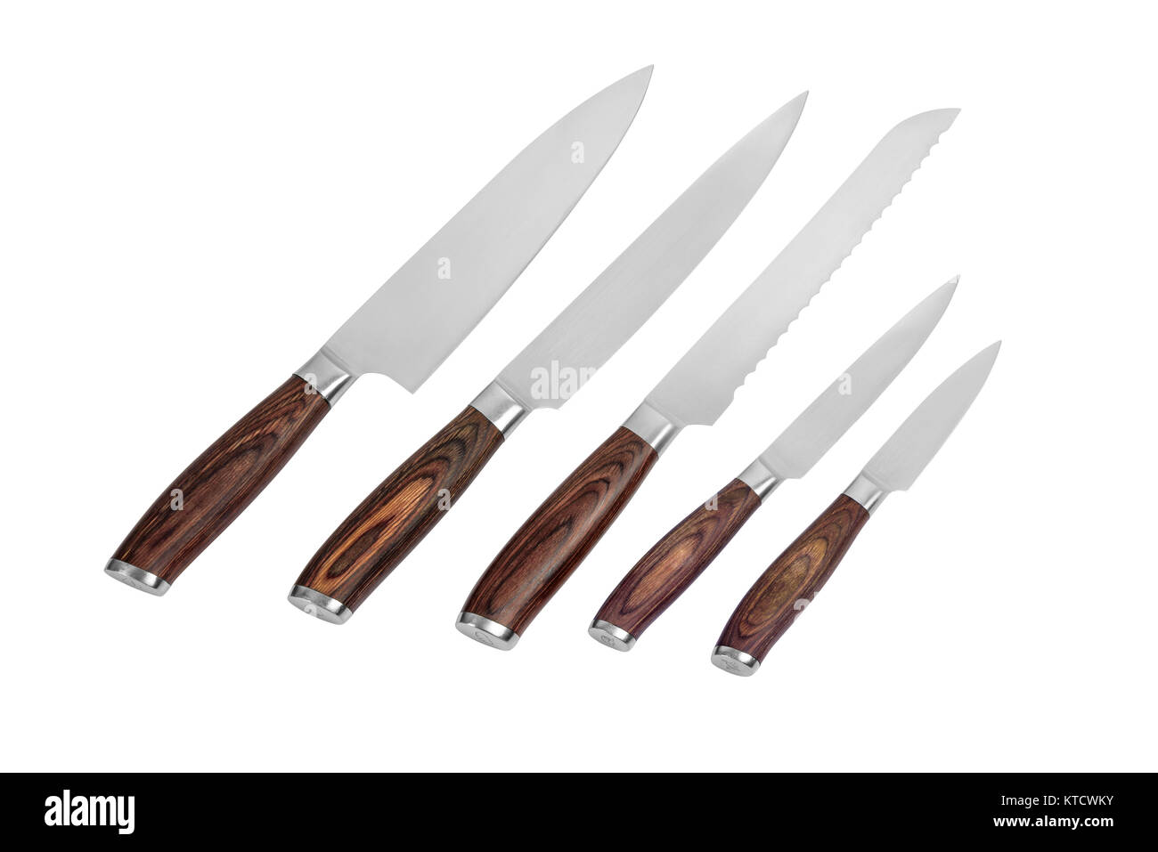 Set of kitchen knives isolated on white background with clipping path ...