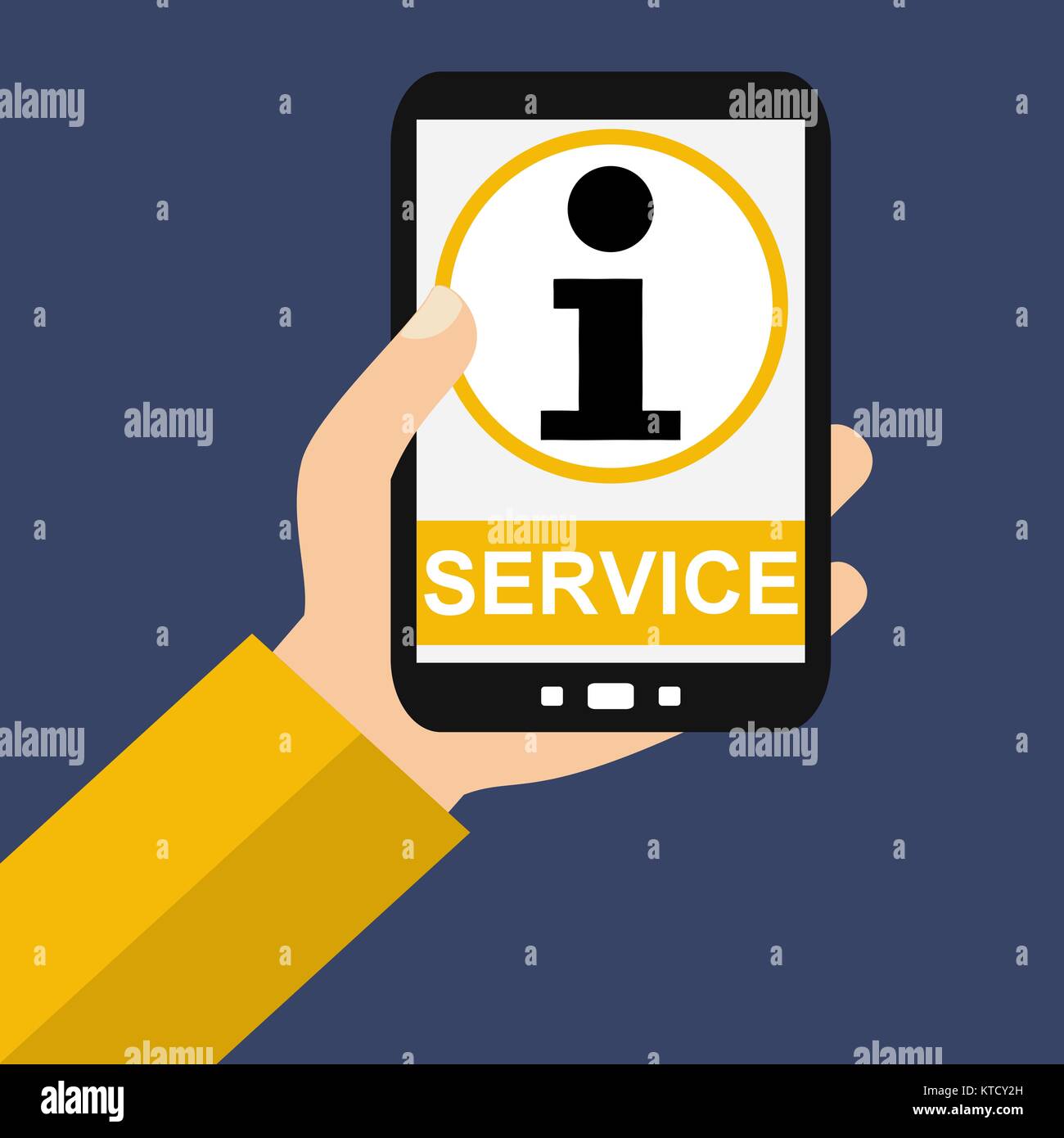 Hand mit Smartphone: Service - Flat Design Stock Photo - Alamy