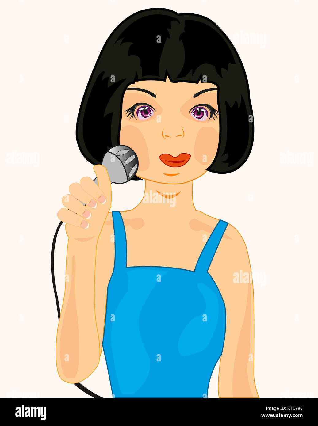 Girl with mike Stock Photo - Alamy