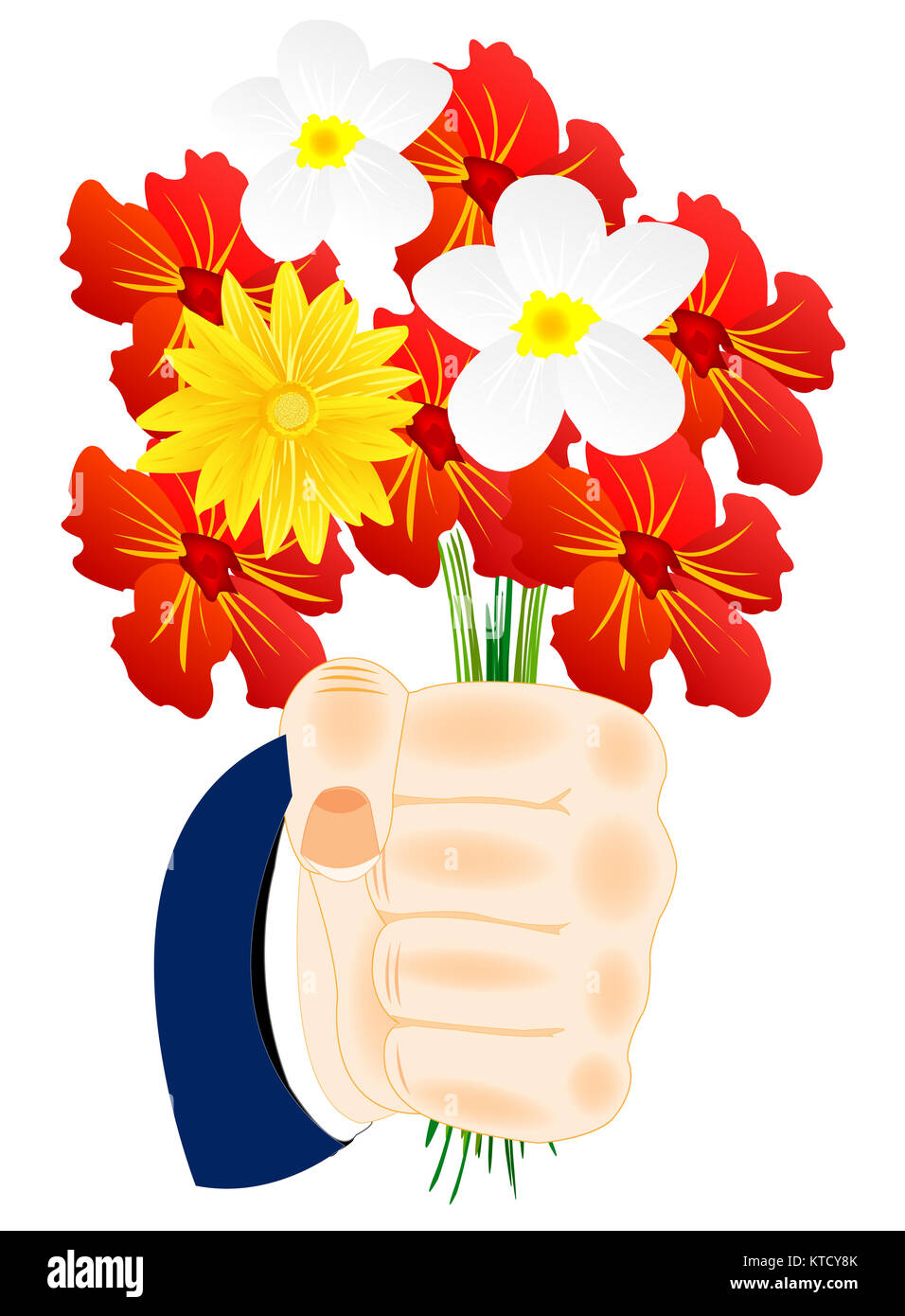 Flower in hand illustration hi-res stock photography and images - Alamy