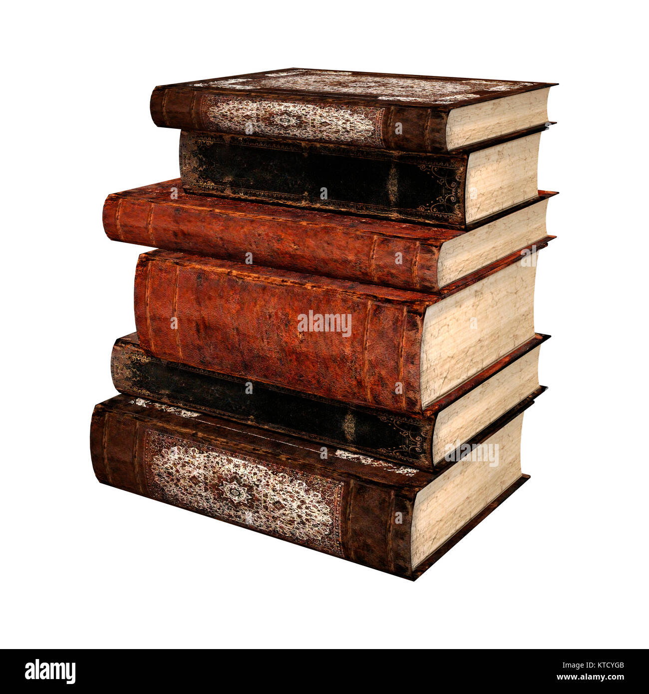 3D Illustration Old Books on White Stock Photo - Alamy
