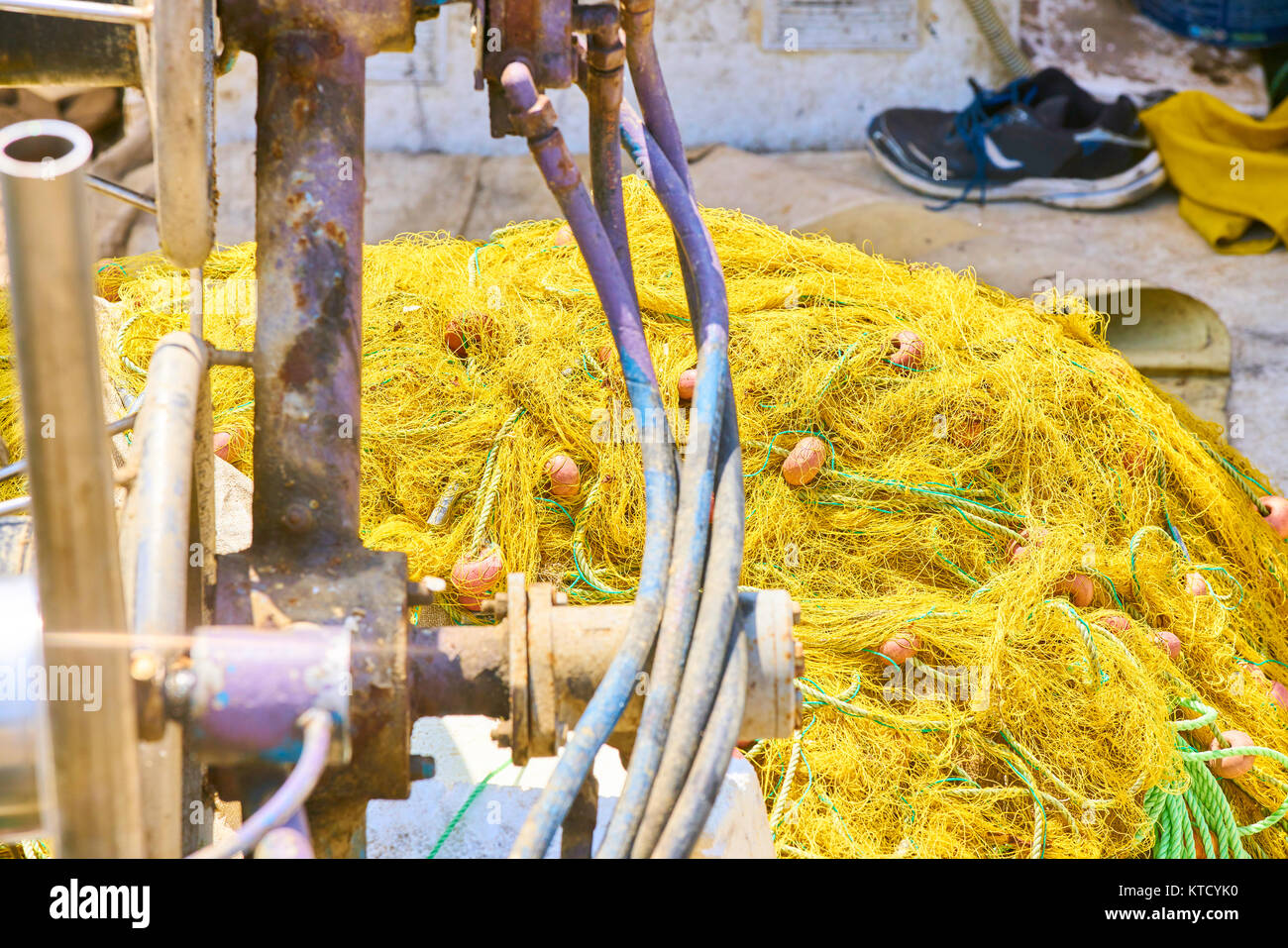 fishnet in his boat Stock Photo - Alamy