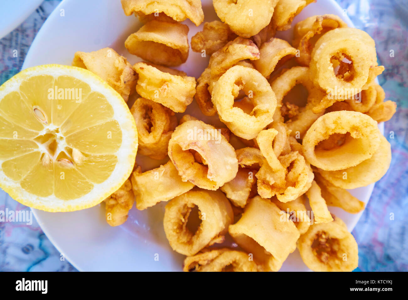 fresh fried squid rings breaded Stock Photo - Alamy