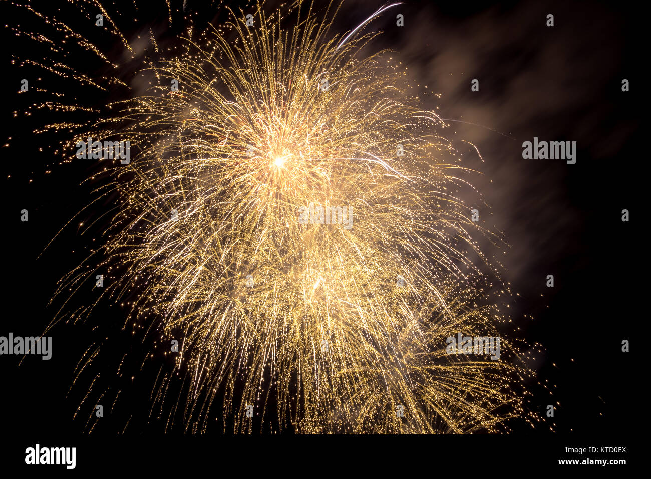 Firework blast in dark sky at night celebration new year,count down ...