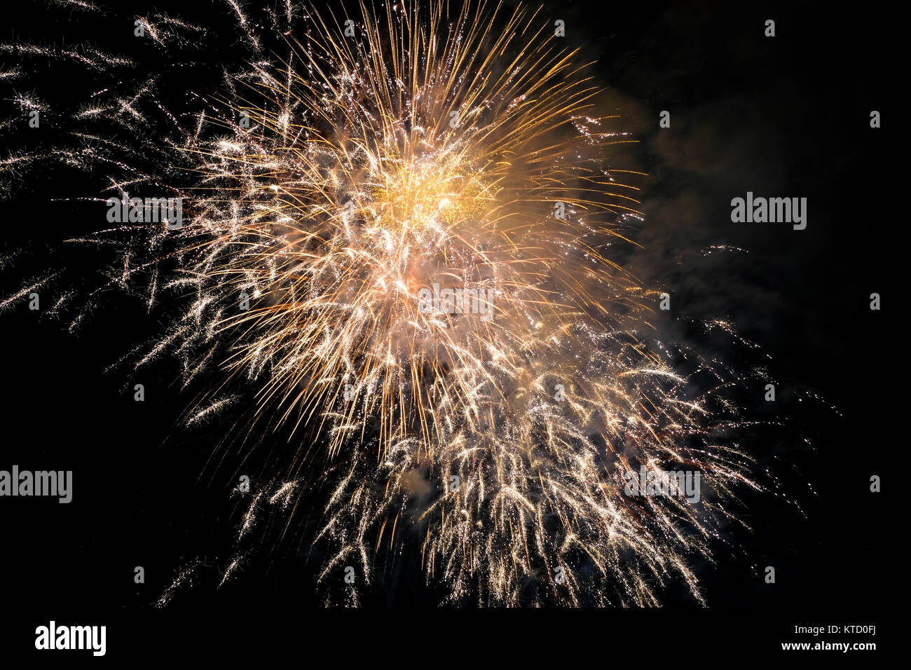 Firework blast in dark sky at night celebration new year,count down ...