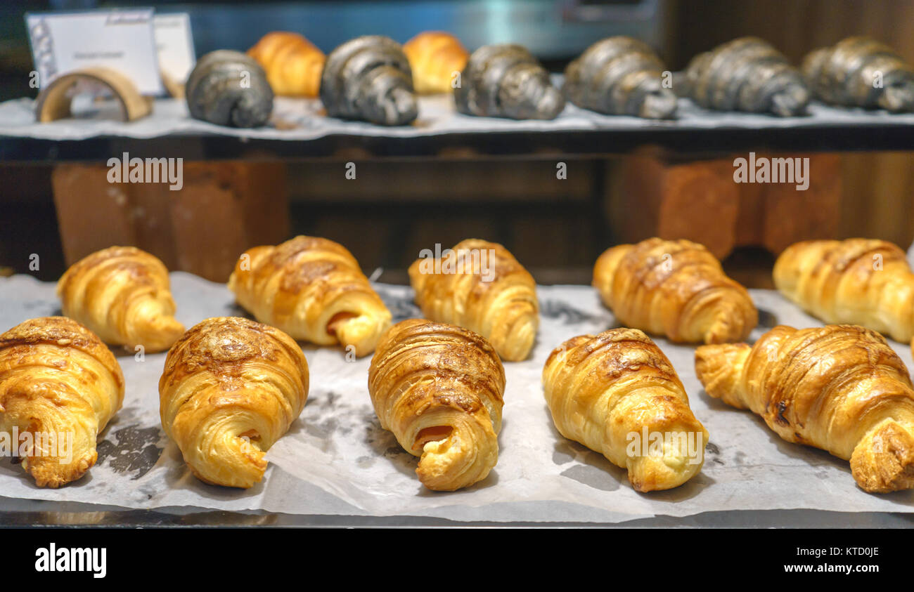 Bread and Croissant Arrange in the basket Stock Photo - Alamy