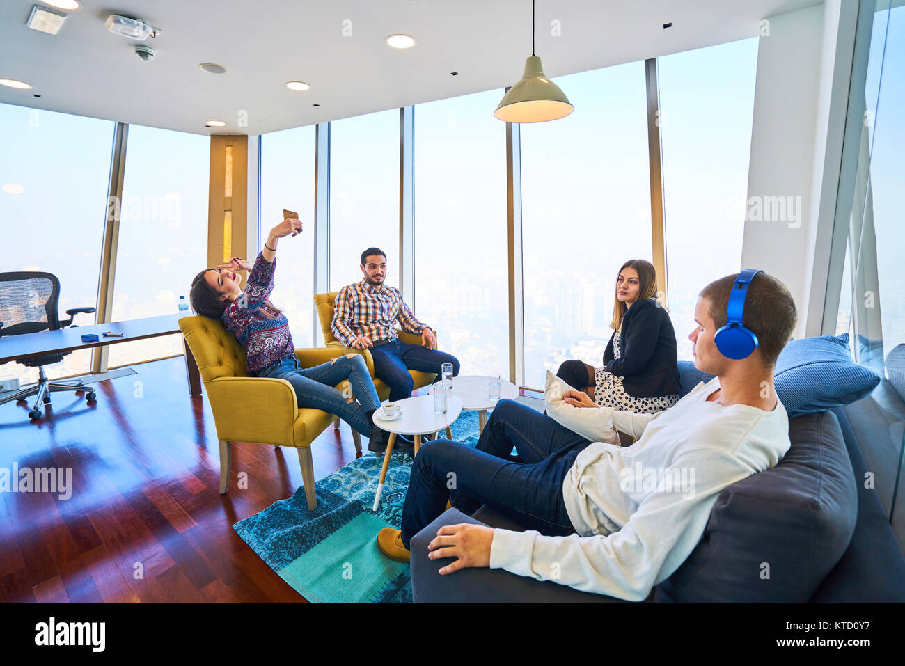 startup business people group working everyday job at modern office ...