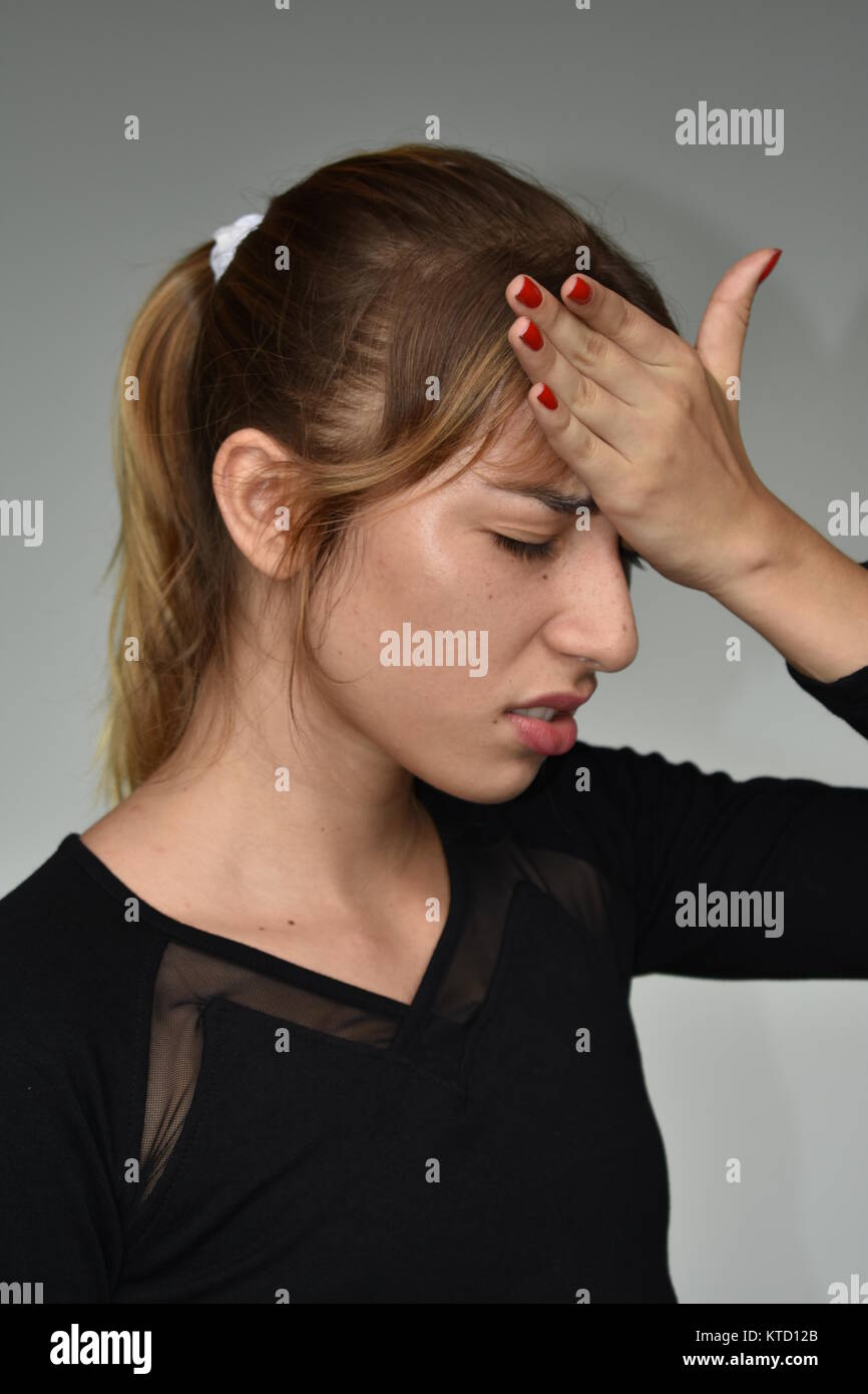 Cute Teenage Female With Fever Stock Photo - Alamy