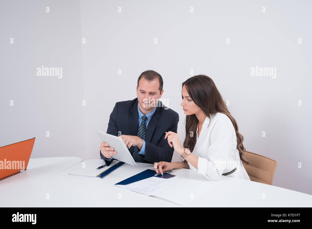 Corporate business team and manager in a meeting, close up Stock Photo ...