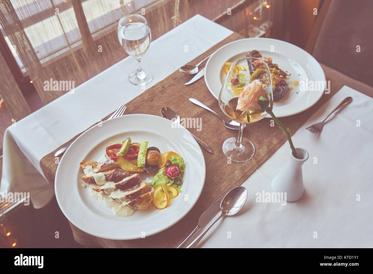 mixed food in modern restaurnat , holiday concept Stock Photo - Alamy