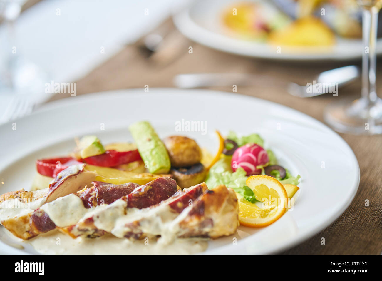 mixed food in modern restaurnat , holiday concept Stock Photo - Alamy