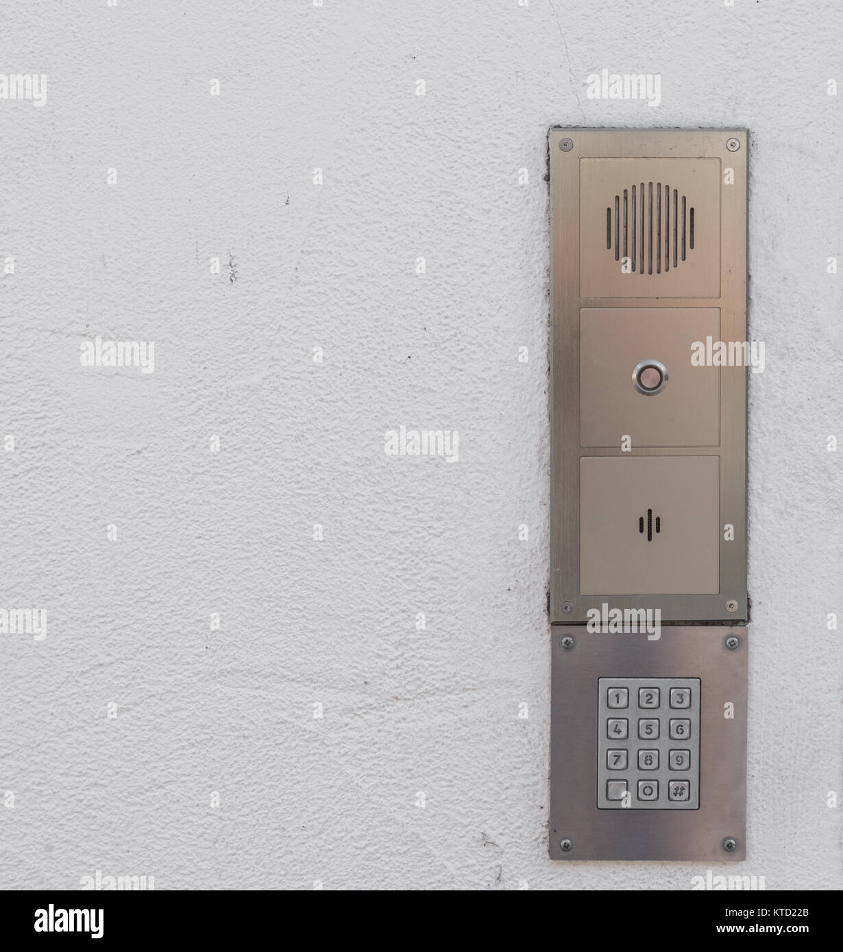 Old vintage door bell with intercom Stock Photo - Alamy