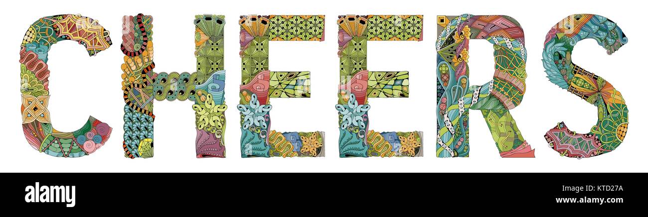 Word Cheers. Vector decorative zentangle object Stock Vector Image ...