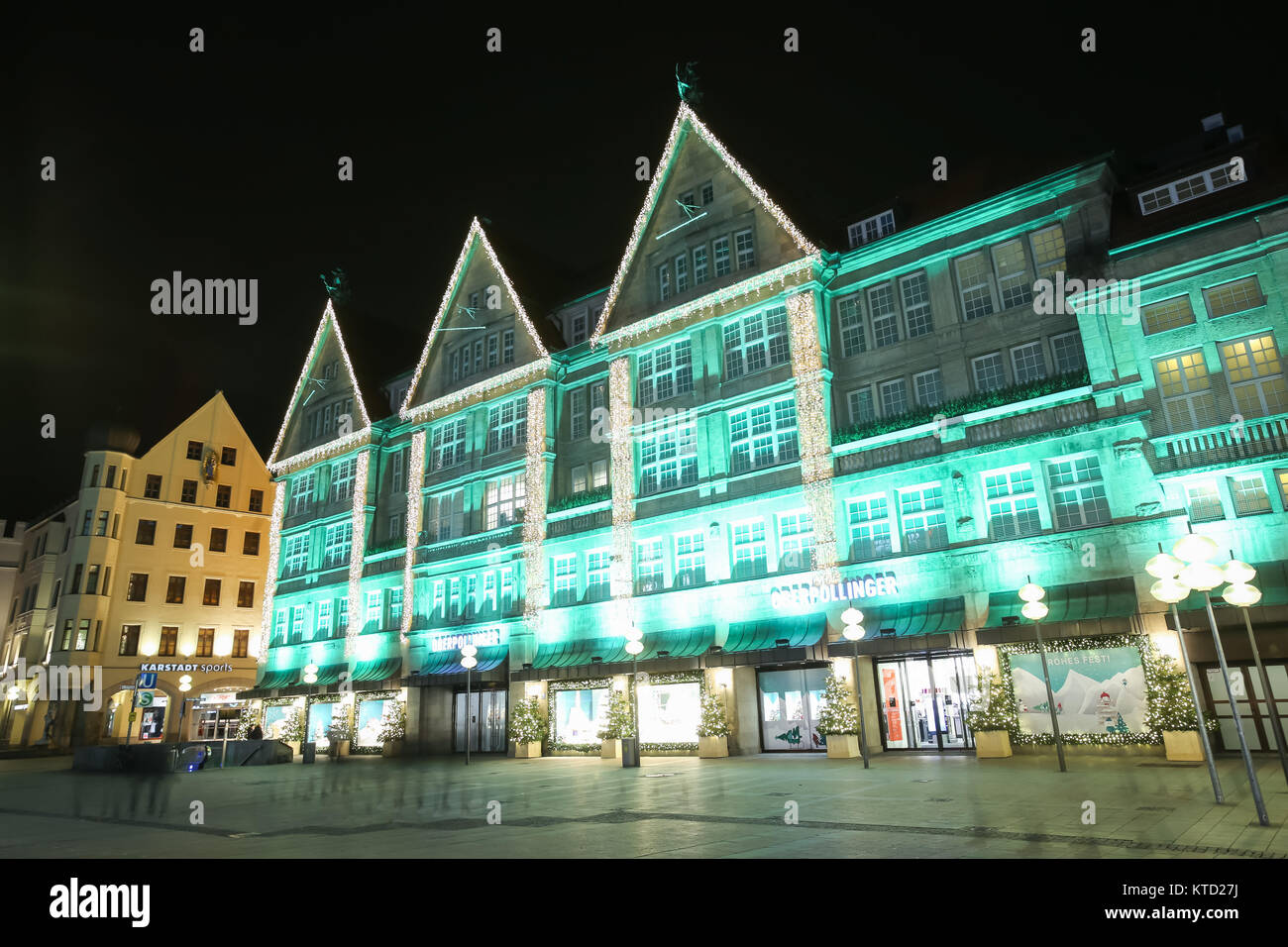 MUNICH, GERMANY - DECEMBER 11, 2017 : A view of the decorated ...