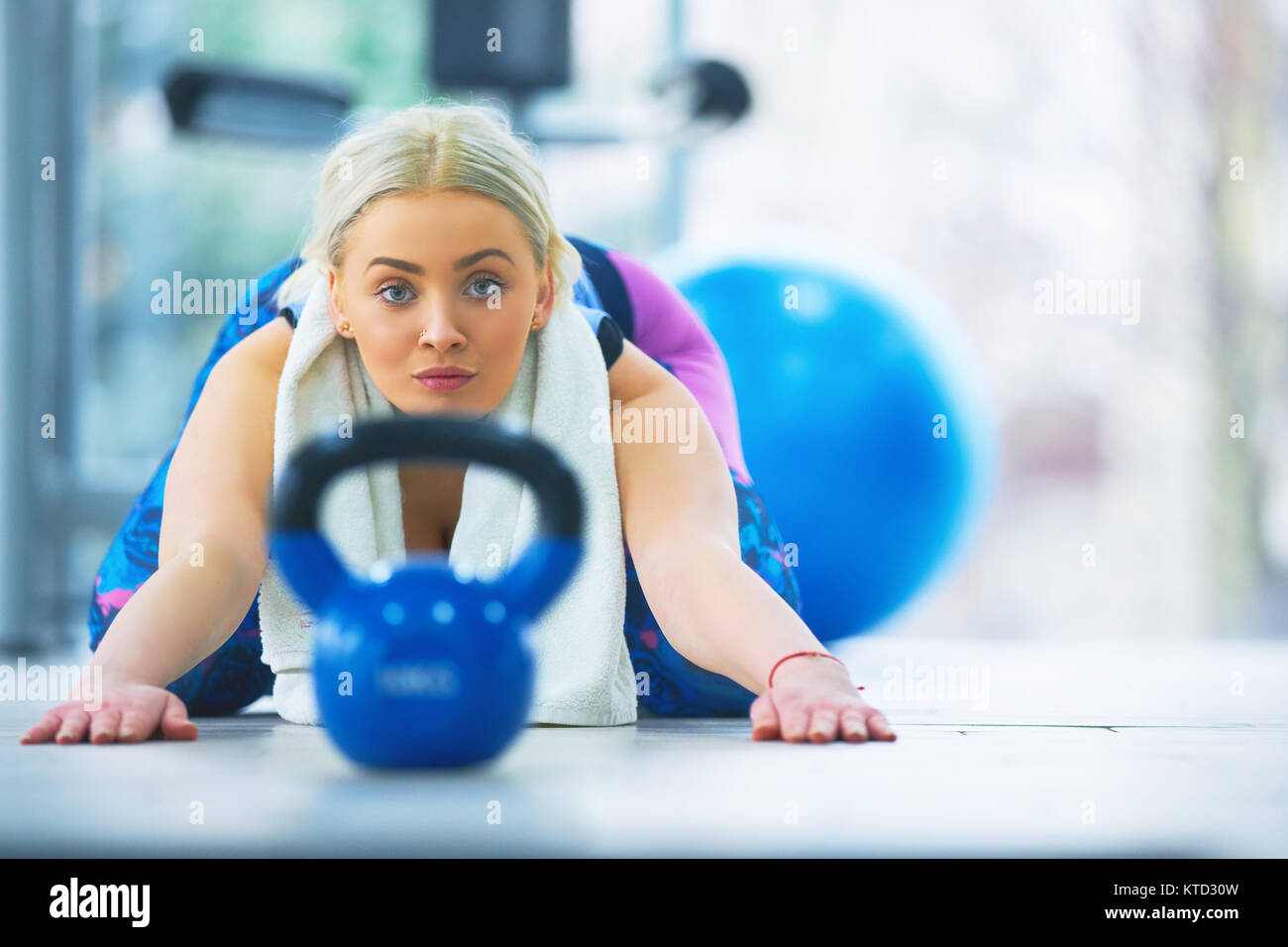 Kettlebell training in modern gym Stock Photo - Alamy