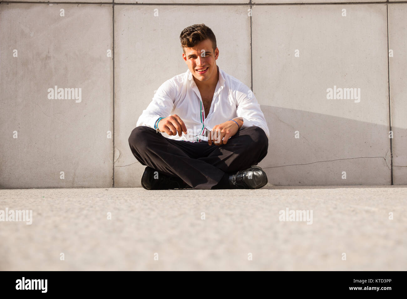 Handsome, white and strong business man posing in photos of business ...