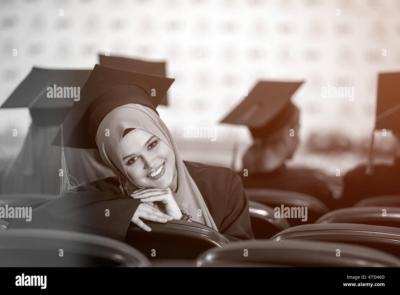 Group of Diverse International Graduating Students Celebrating, sitting ...