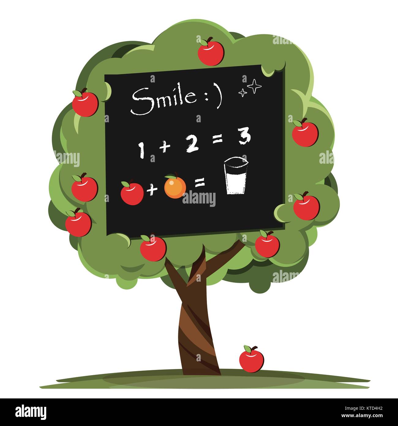 Educational blackboard nature nursery apple tree Stock Vector Image ...