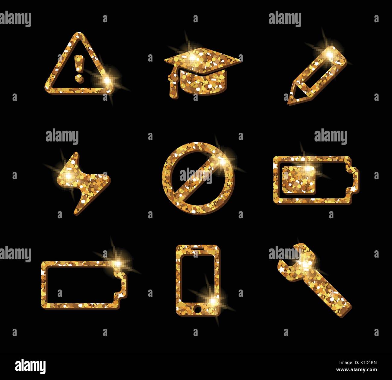 Luxury glittering shining golden web site icon collection Stock Vector ...