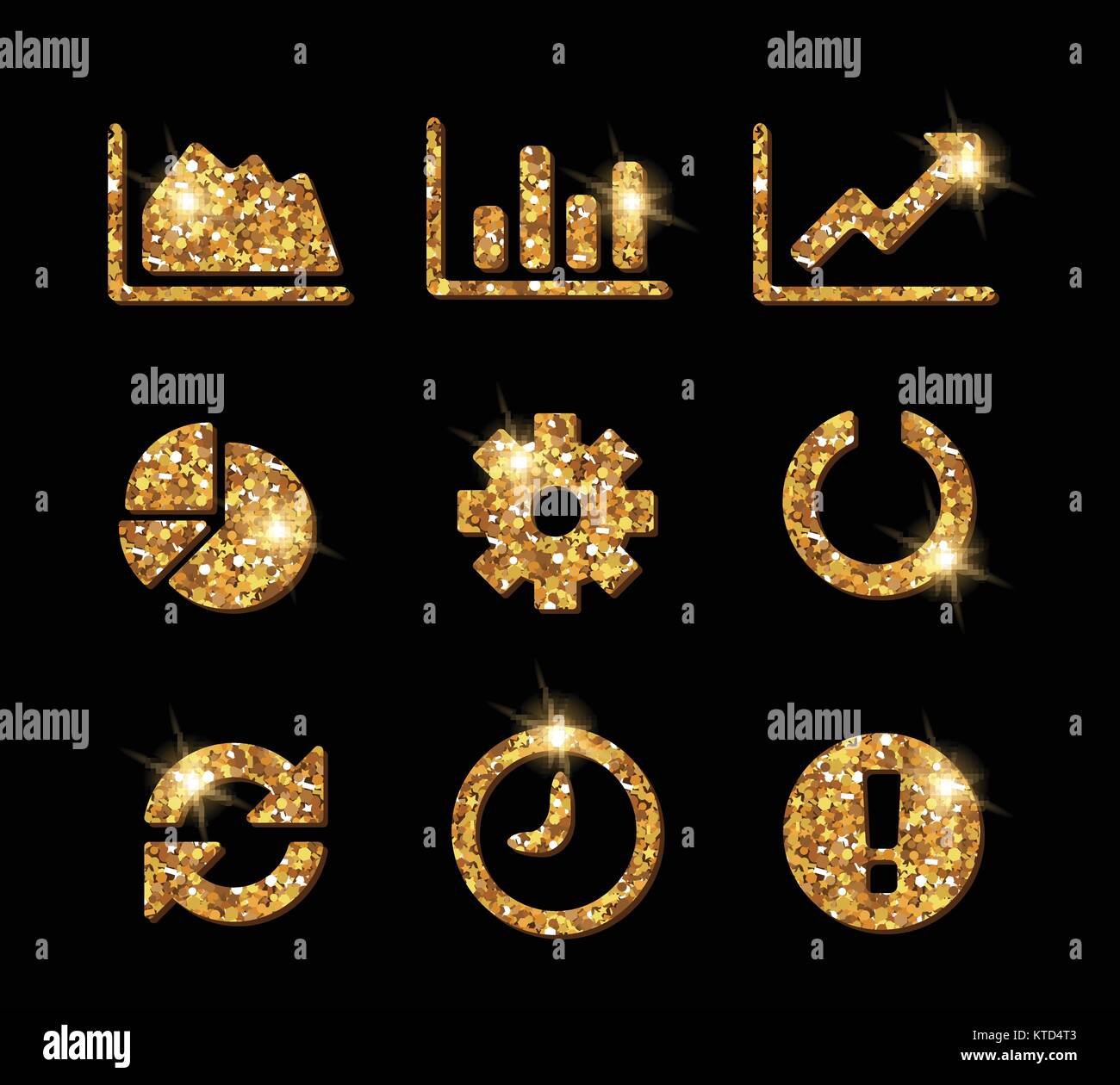 Luxury glittering shining golden web site icon collection Stock Vector ...