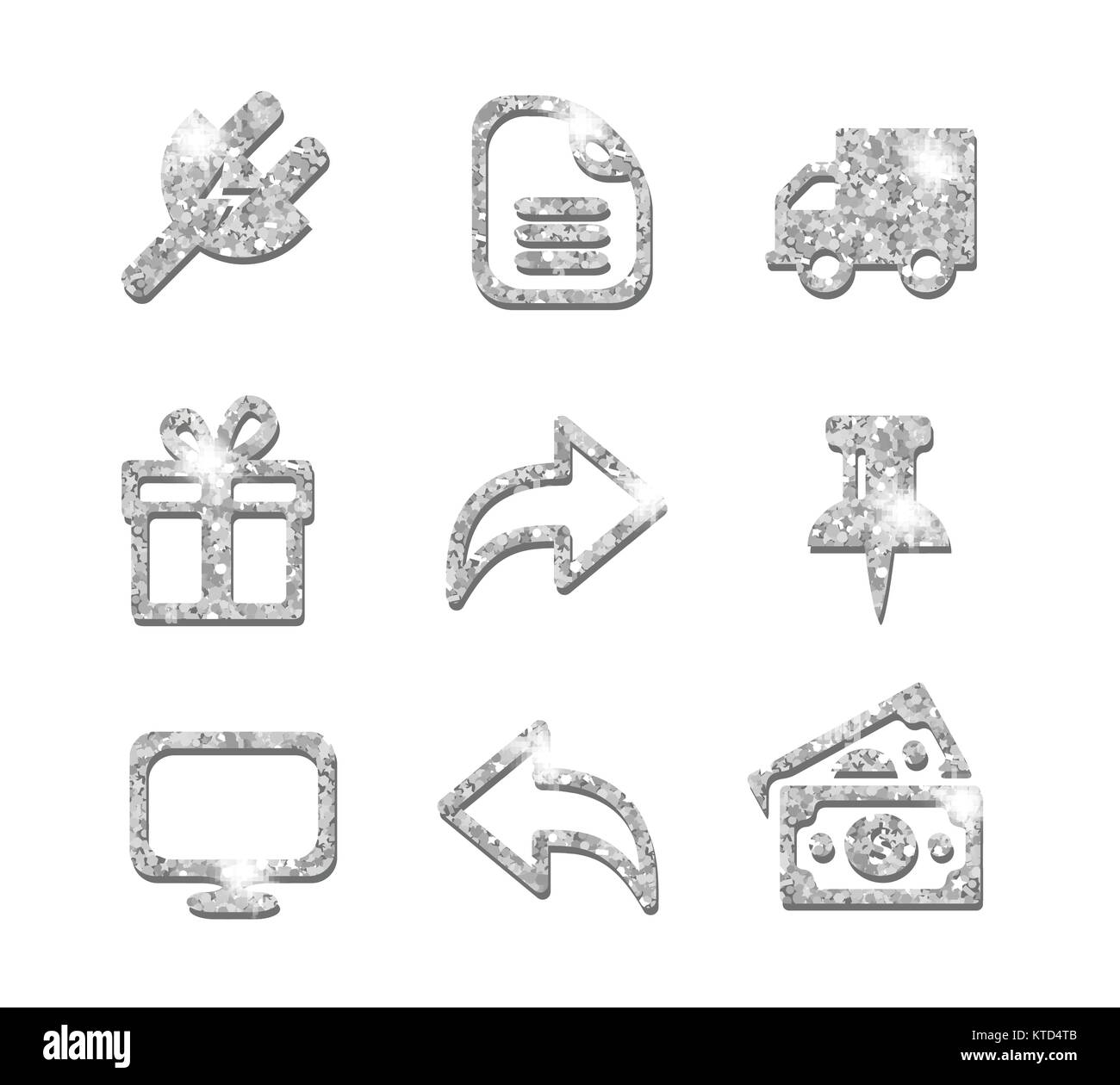 Luxury glittering shining silver web site icon collection Stock Vector ...