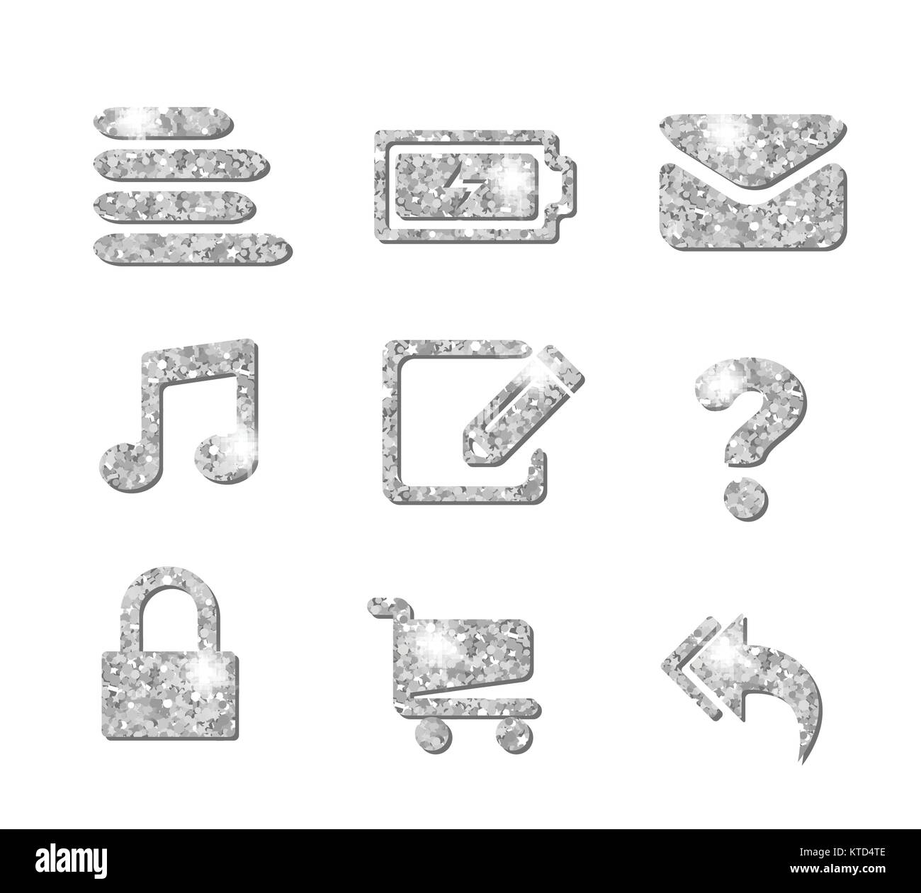 Luxury glittering shining silver web site icon collection Stock Vector ...