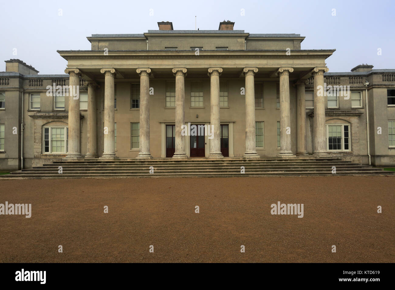 Misty view over Shugborough Hall, near Great Haywood village ...