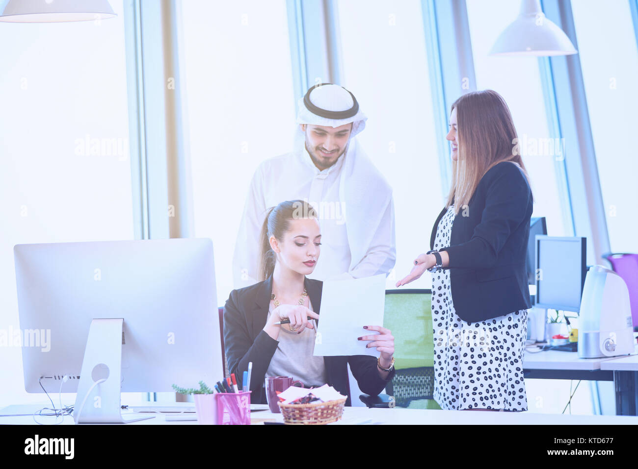 Global Business with Arabic Businessmen in modern office Stock Photo ...