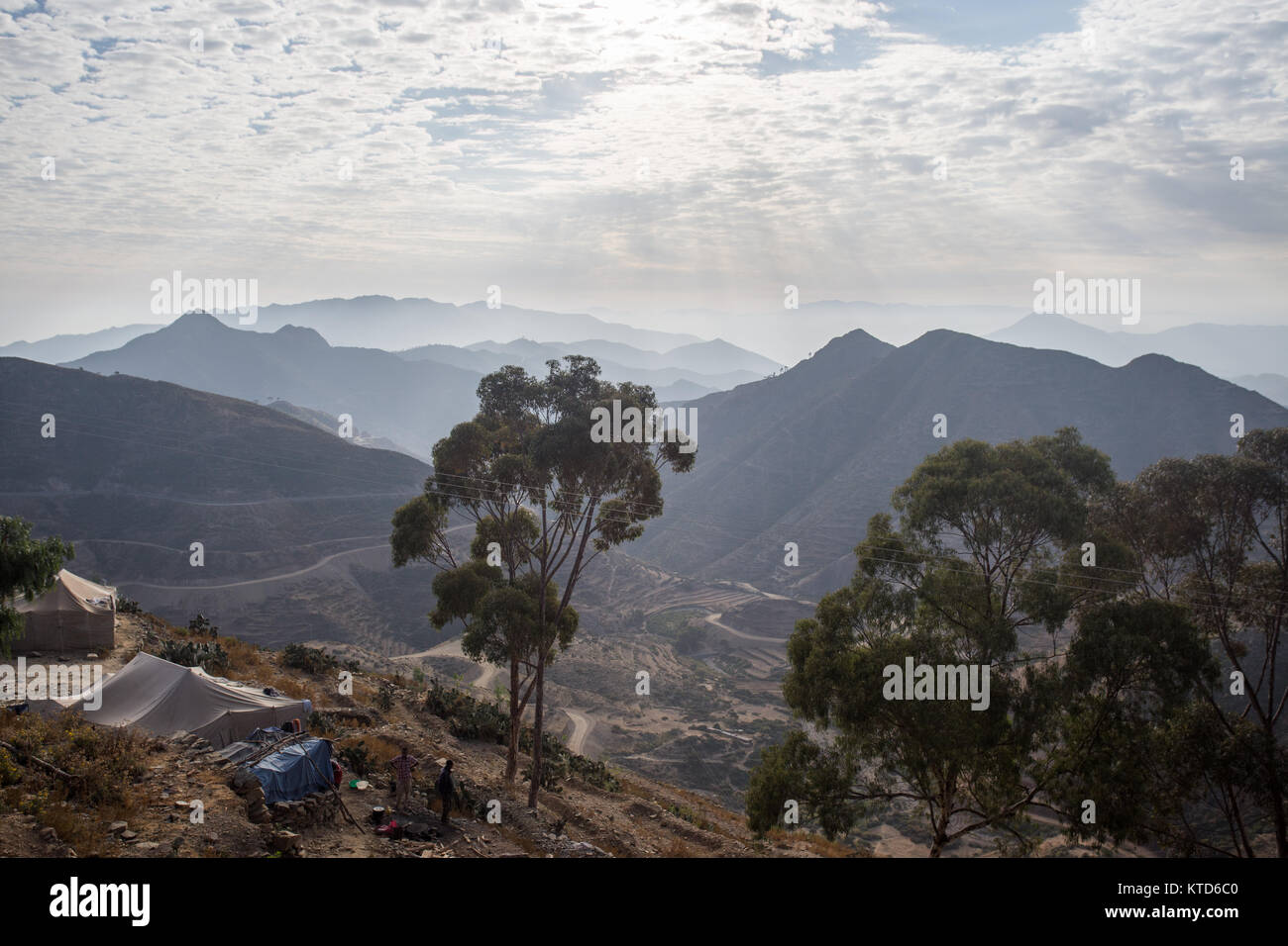 Layers of mountains in the Eritrean Highlands on the road to Massawa ...