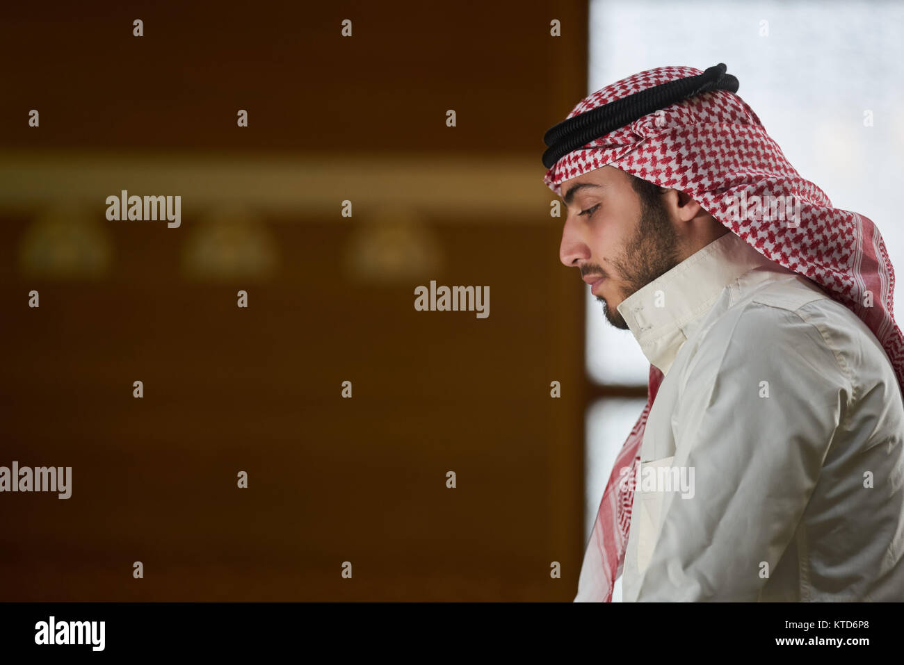 Religious muslim man praying inside the mosque Stock Photo - Alamy